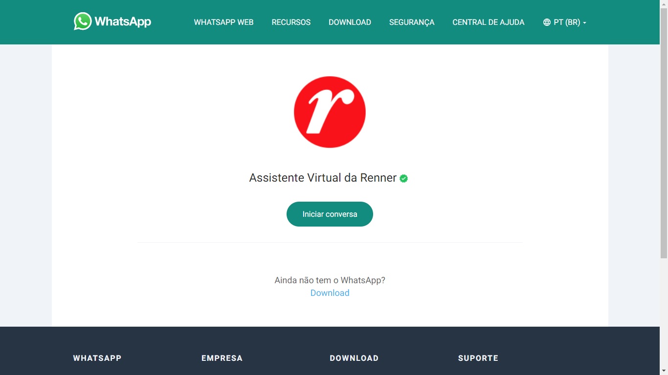 WhatsApp Banco Renner: SAC, Chat, Ouvidoria Renner! - Agora Cupom